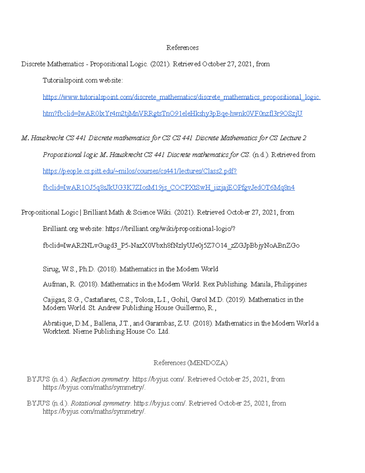 reference in report about the nature of mathematics - References ...