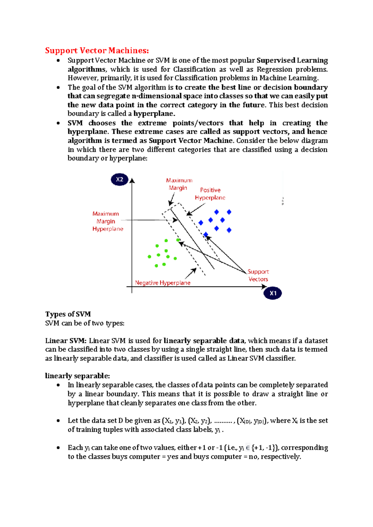 6. support vector machines - Support Vector Machines: Support Vector Machine or SVM is one of ...
