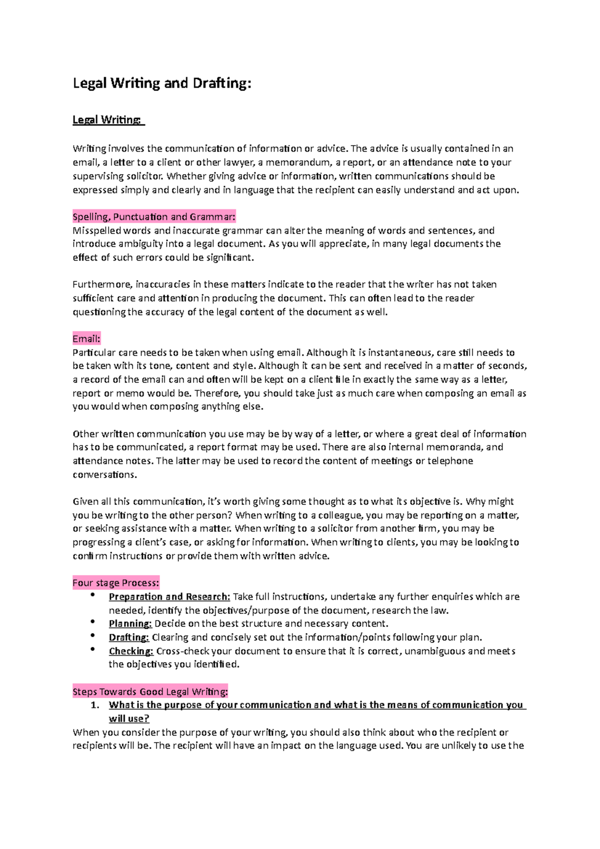 Legal Writing and Drafting - Legal Writing and Drafting: Legal Writing ...