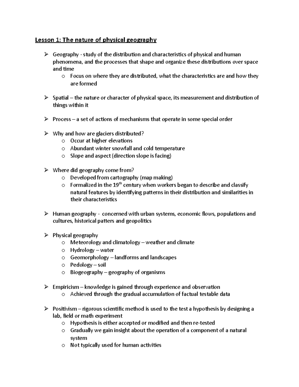 GG101 - Lesson Notes - Lesson 1: The nature of physical geography ...
