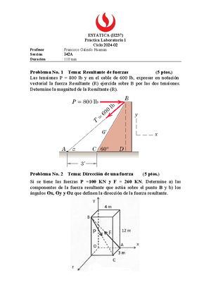 Ta2 - Ejercicios - Estática - ESTÁTICA TAREA ACADÉMICA 2 Profesor : Edinson Jonel Quispe Pecho 1 ...