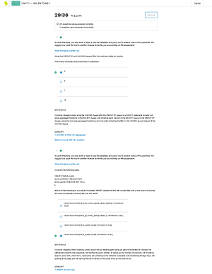 Milestone 2 - Intro to Relationship Databases - 1 16 / 19 that's 84% ...