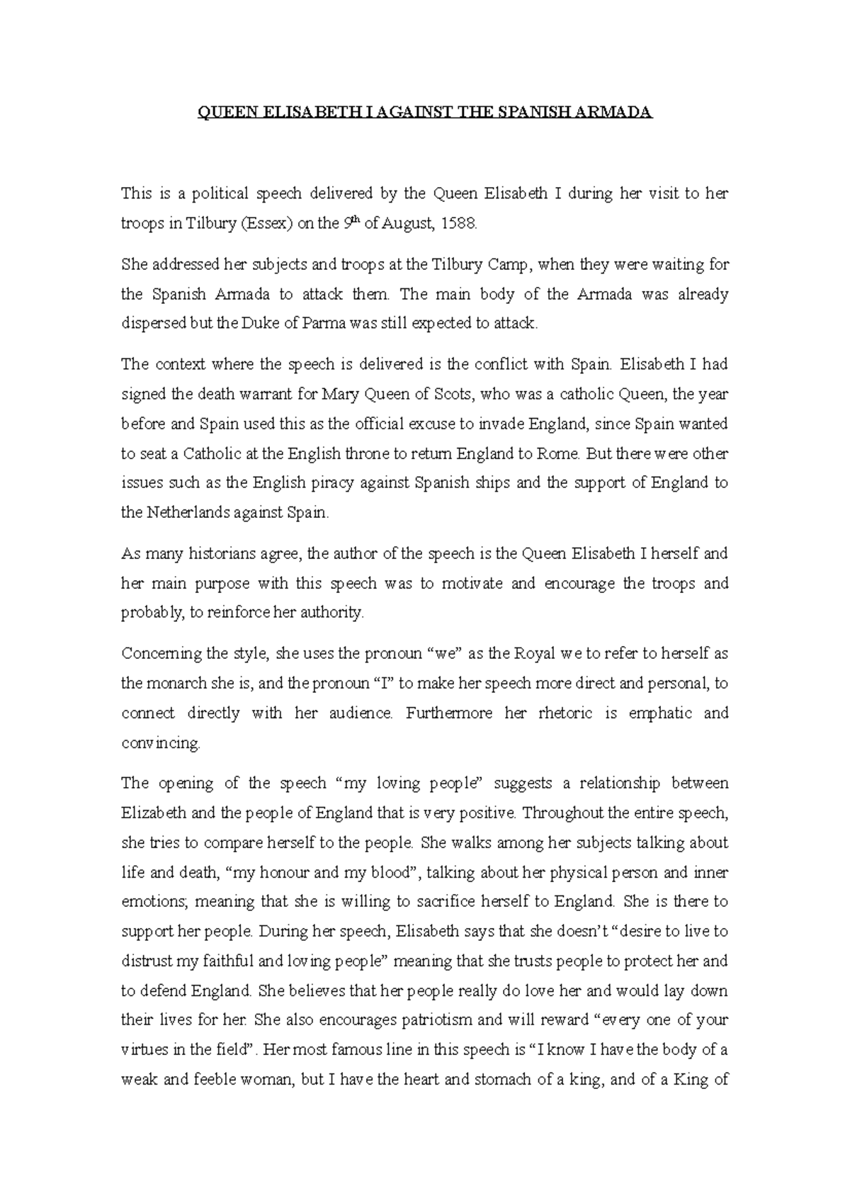 Queen Elisabeth I Against THE Spanish Armada - QUEEN ELISABETH I ...