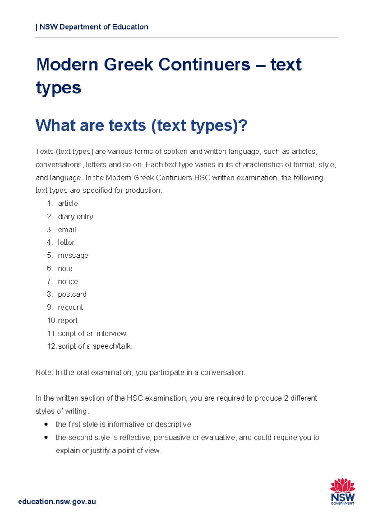 Greek Writing Styles - | NSW Department of Education Modern Greek ...