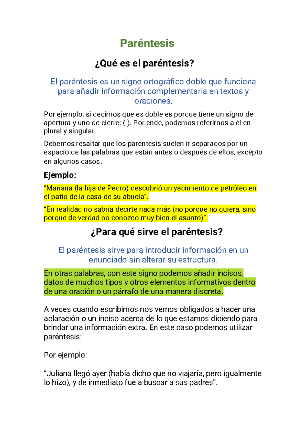 Paréntesis - Paréntesis ¿Qué es el paréntesis? El paréntesis es un ...