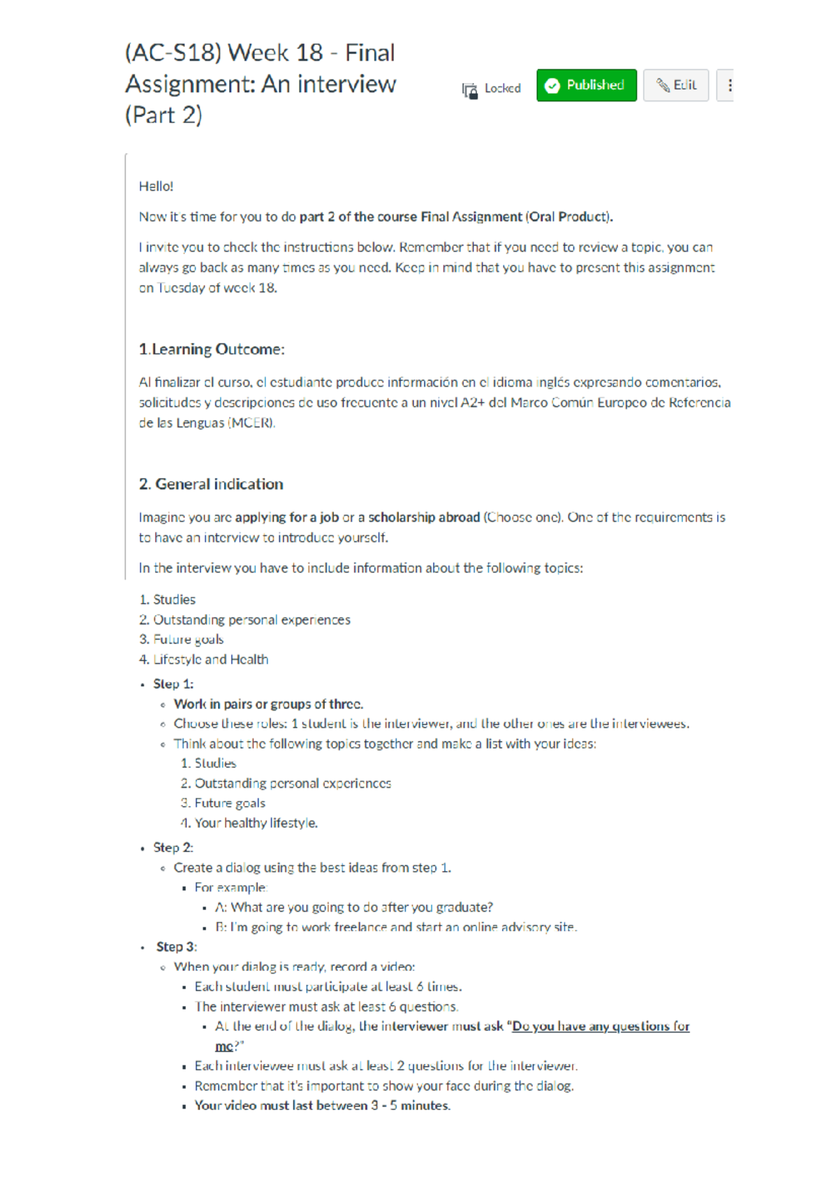 TASK 18 2° Parte DEL Proyecto Final - Ingles II - Studocu