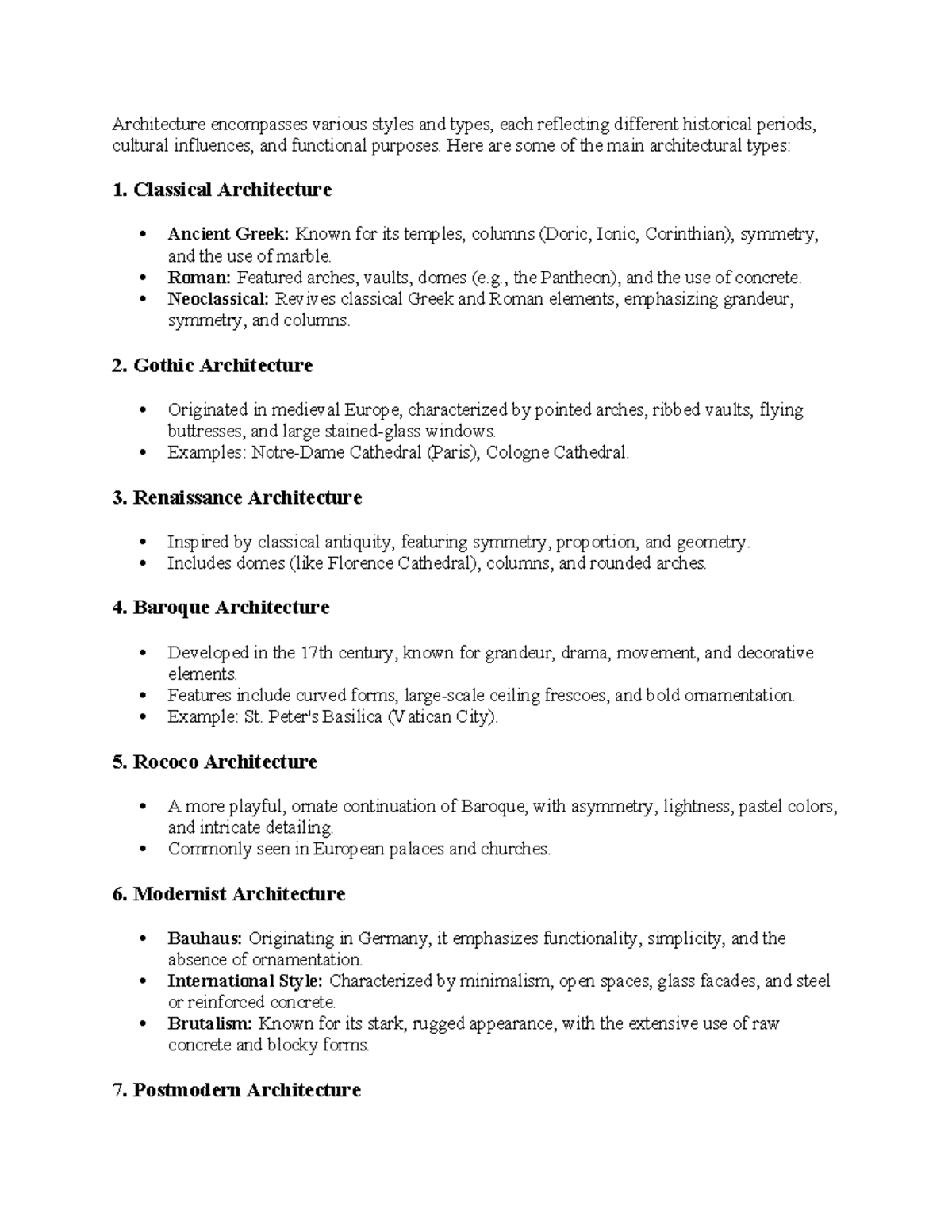 Different Types of Architecture - Architecture encompasses various ...