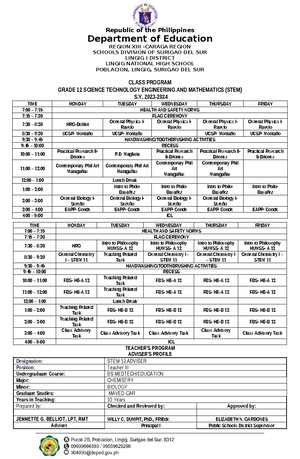 Class- Program-G12 STEM SY-2022-2023 - Republic of the Philippines Department of Education ...