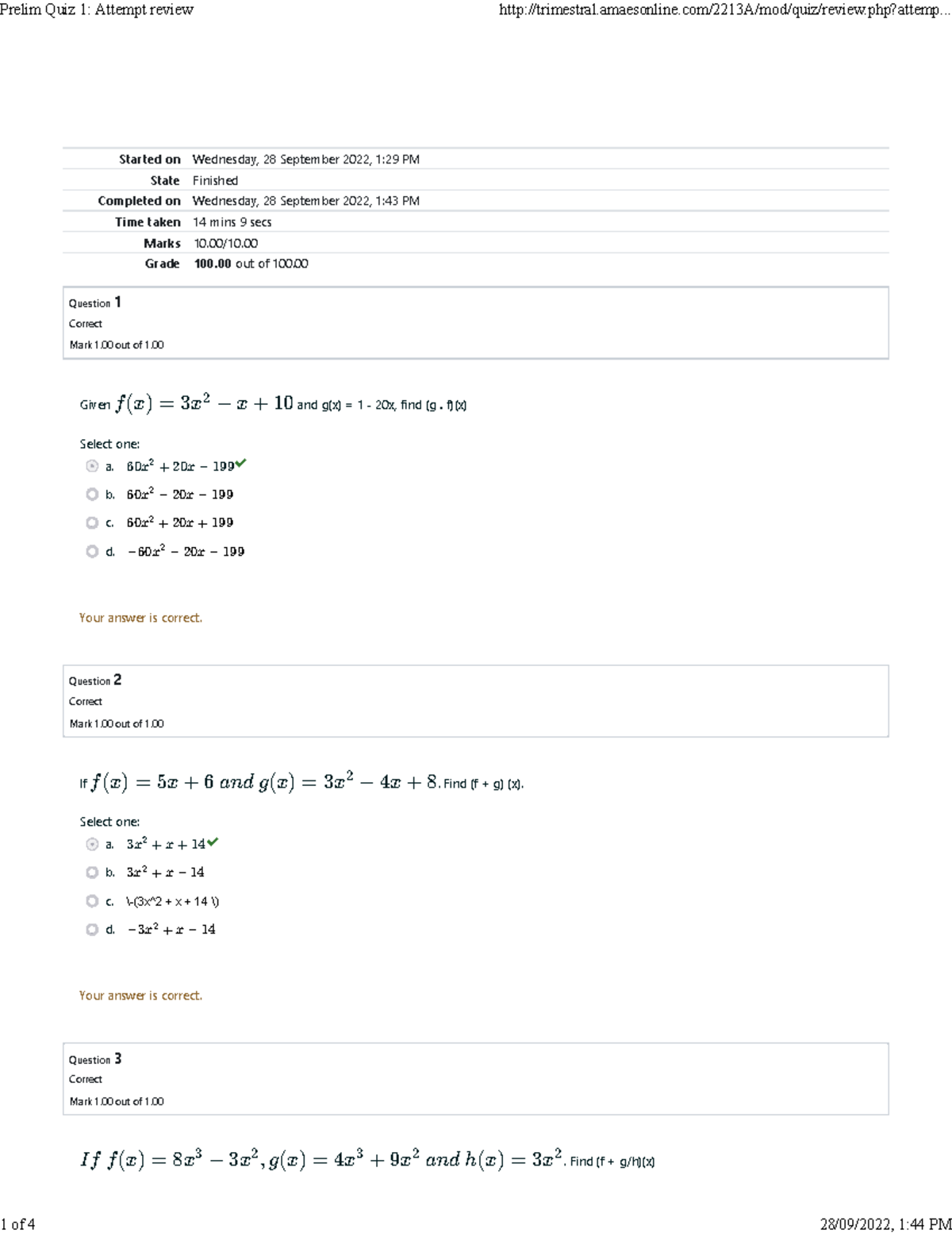 Calculus 2 Prelim QUIZ 1 - Started on Wednesday, 28 September 2022, 1: ...