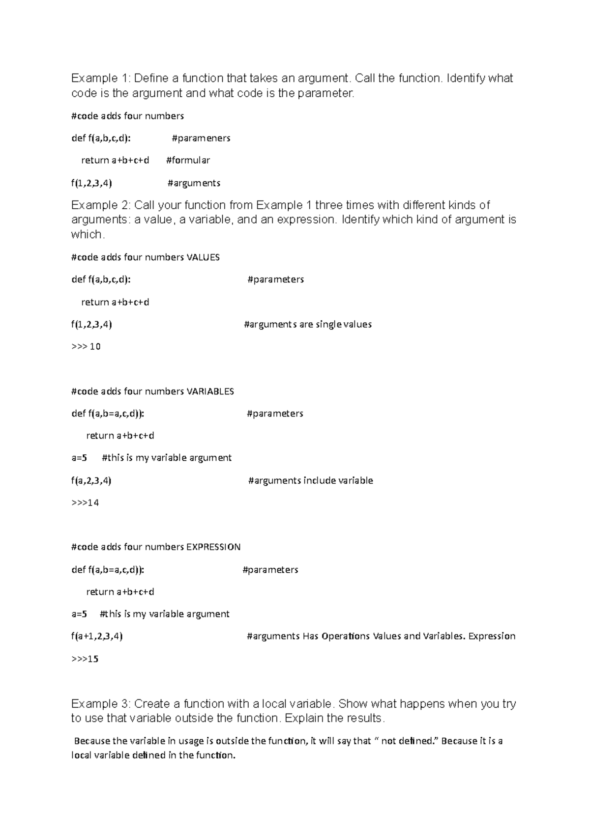 Discussion Week2example 1 Define A Function That Takes An Argument Call The Function Identify