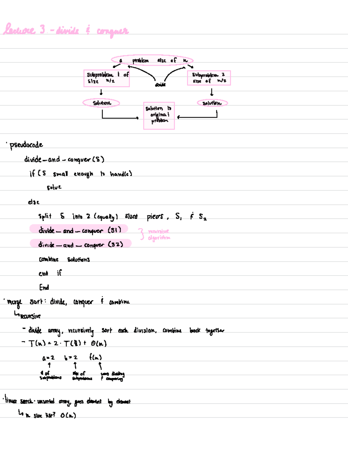 Lecture 3 Notes Cot 4400 Divide And Conquer Lecture3 Divide