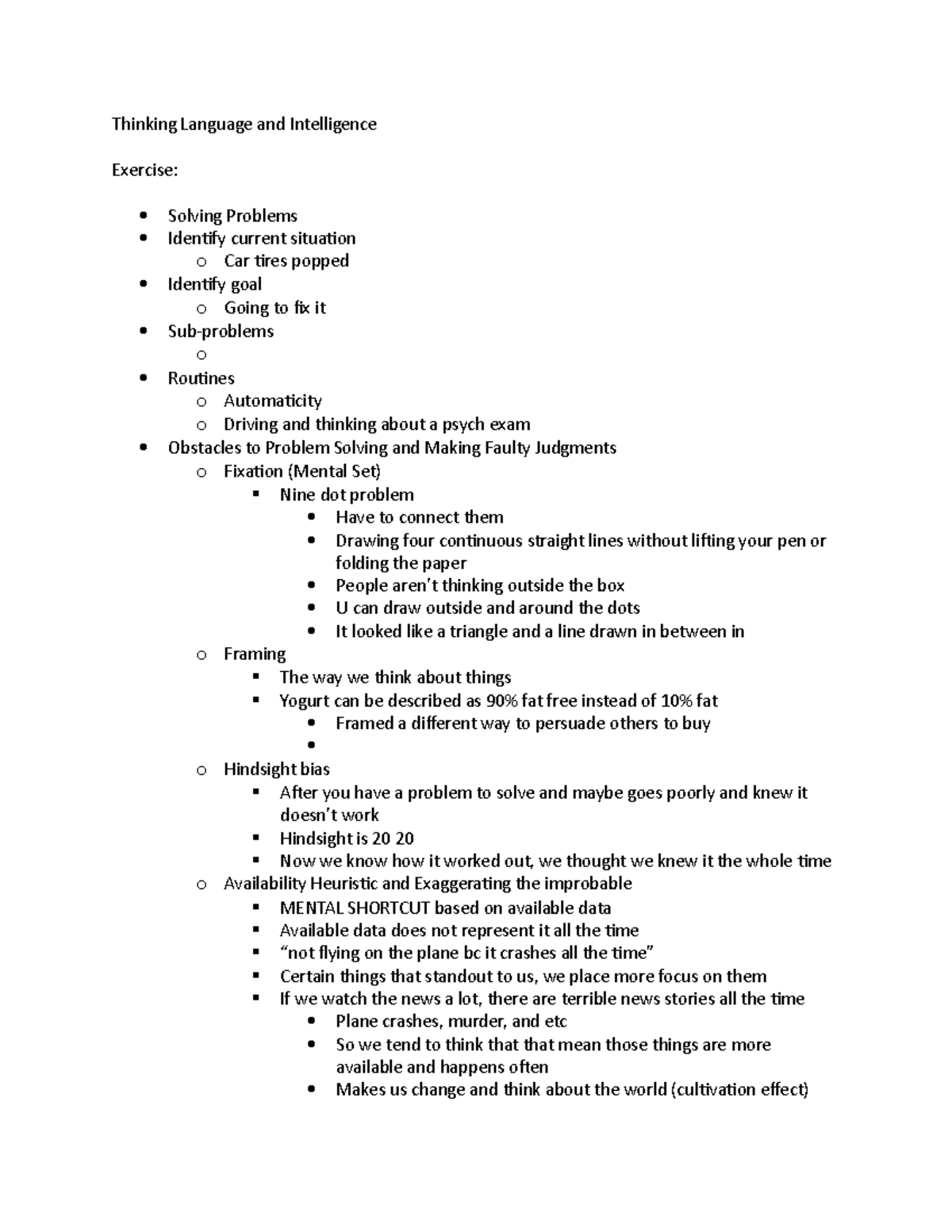 Thinking language and intelligence outline - Thinking Language and ...