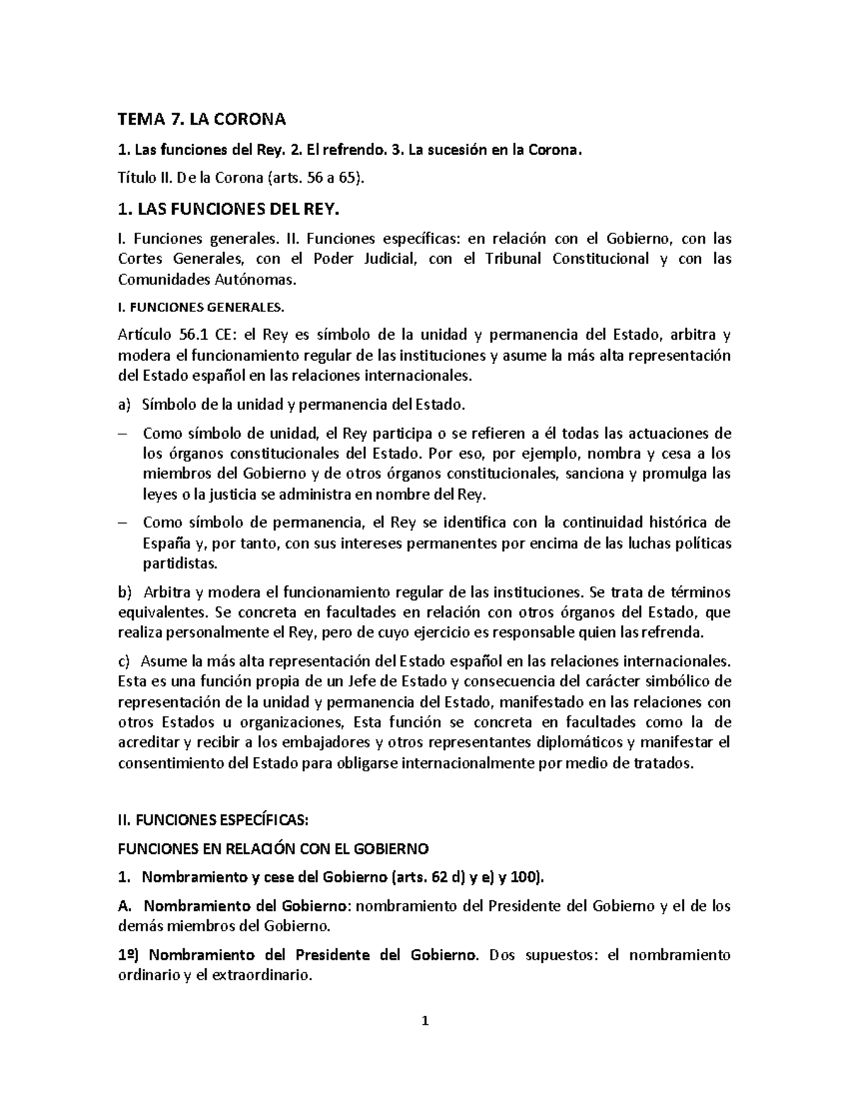 La Corona Tema 7 Instituciones del estado - TEMA 7. LA CORONA 1. Las ...