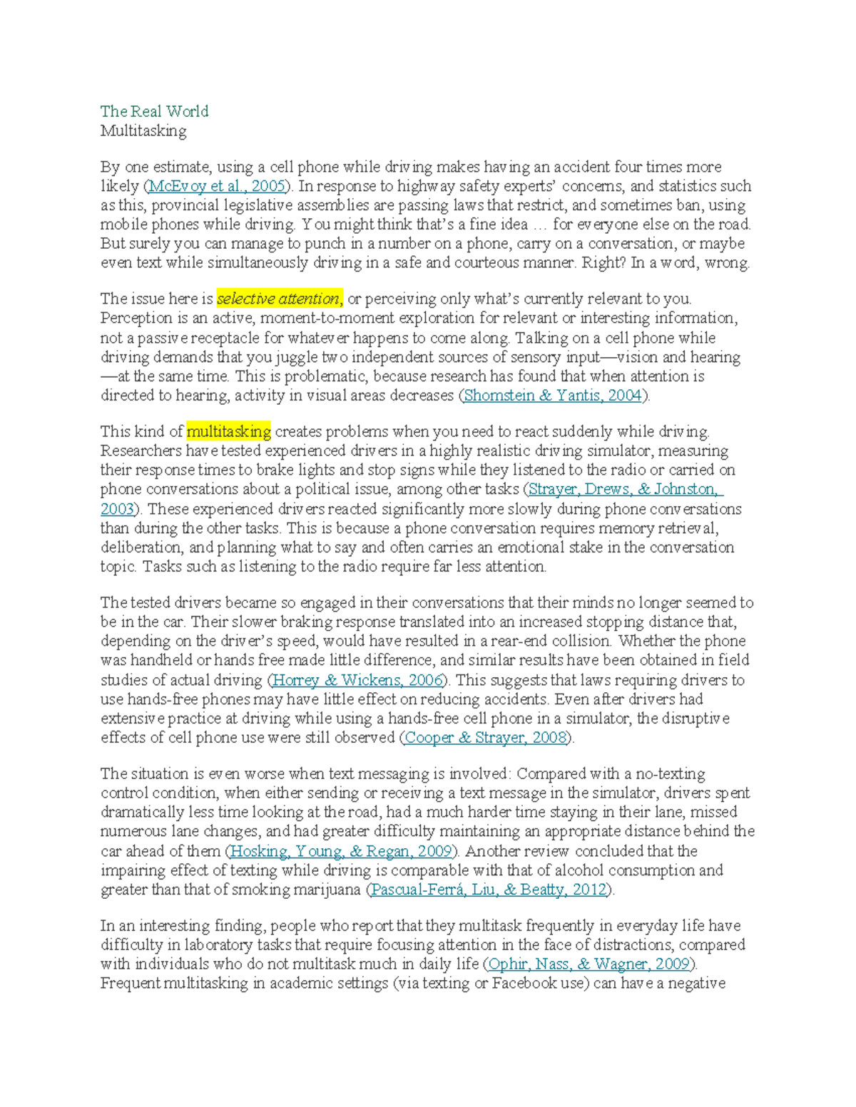 Gned Assignment 1 - The Real World Multitasking By one estimate, using ...