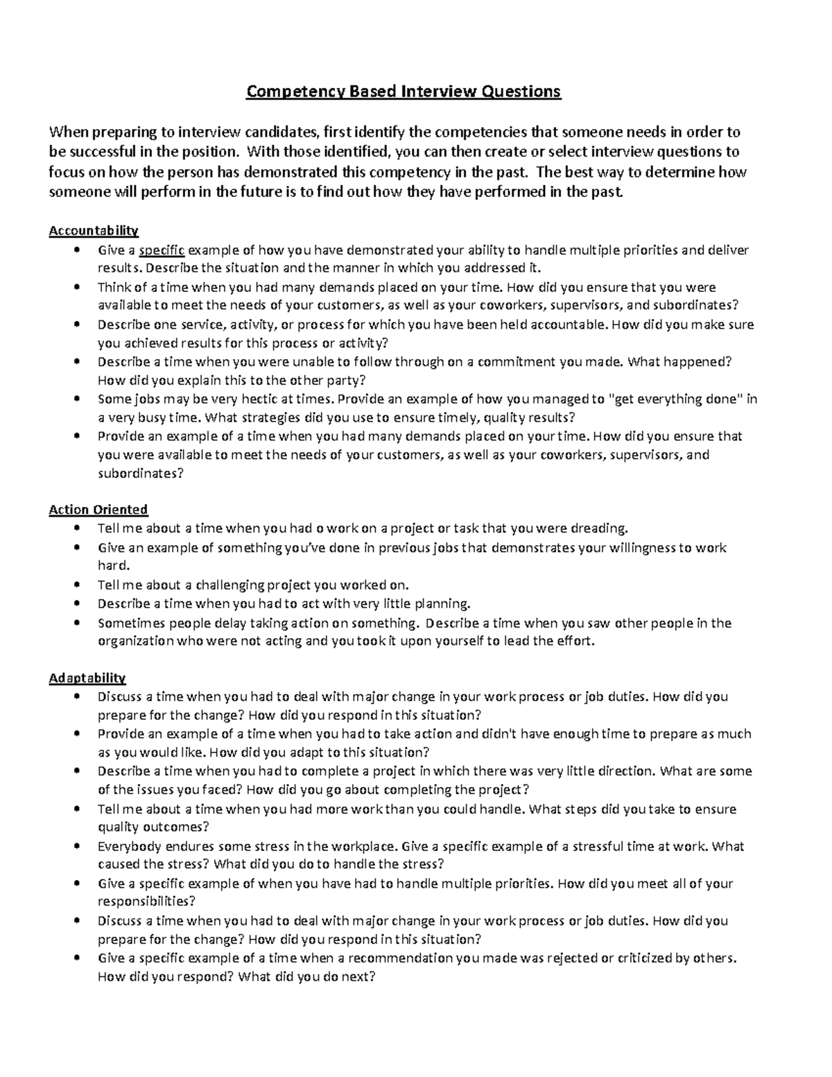 Competency based Interview Questions - With those identified, you can ...