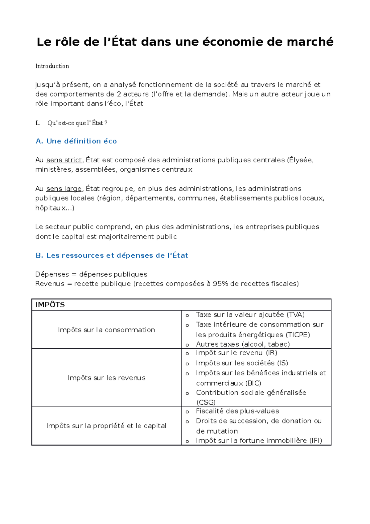 Chapitre 4 S1 AES - Le rôle de l’État dans une économie de marché Introduction Jusqu’à présent ...