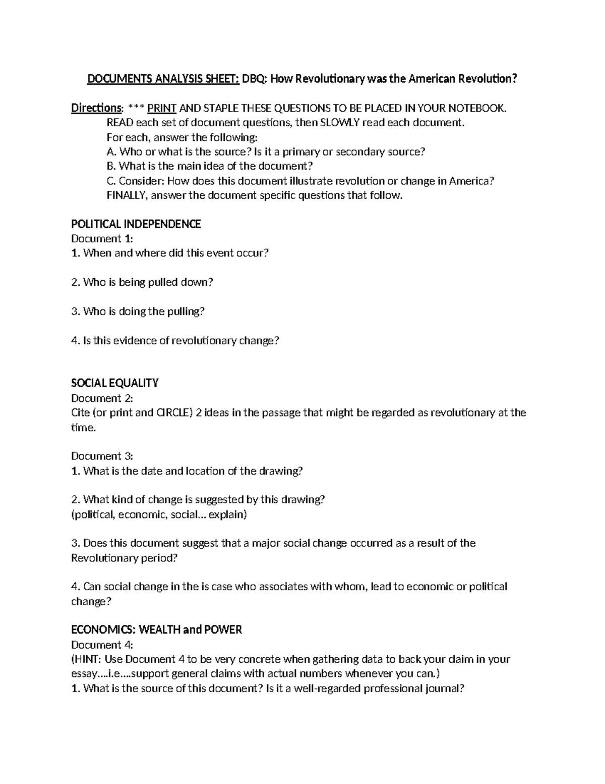 UNIT 5 DBQ Document Questions - DOCUMENTS ANALYSIS SHEET: DBQ: How ...