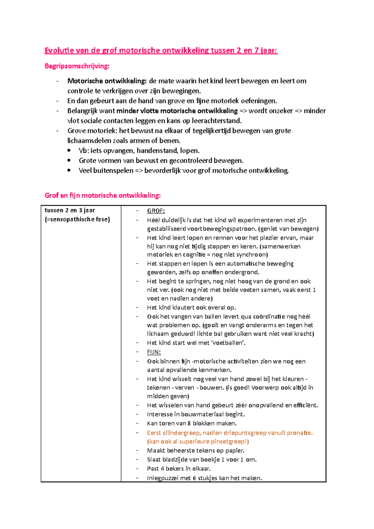 Grove en fijne motoriek / normale ontwikkeling - Evolutie van de grof ...