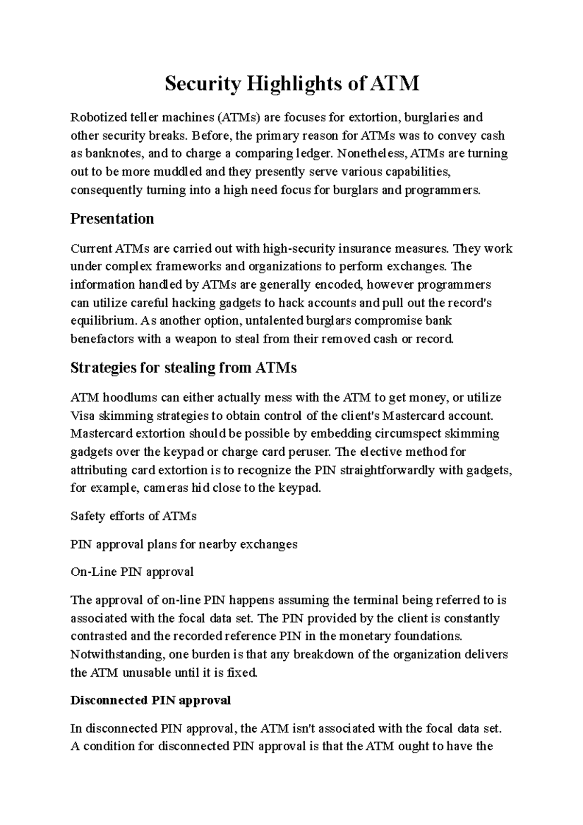 Security Highlights of ATM - Security Highlights of ATM Robotized ...