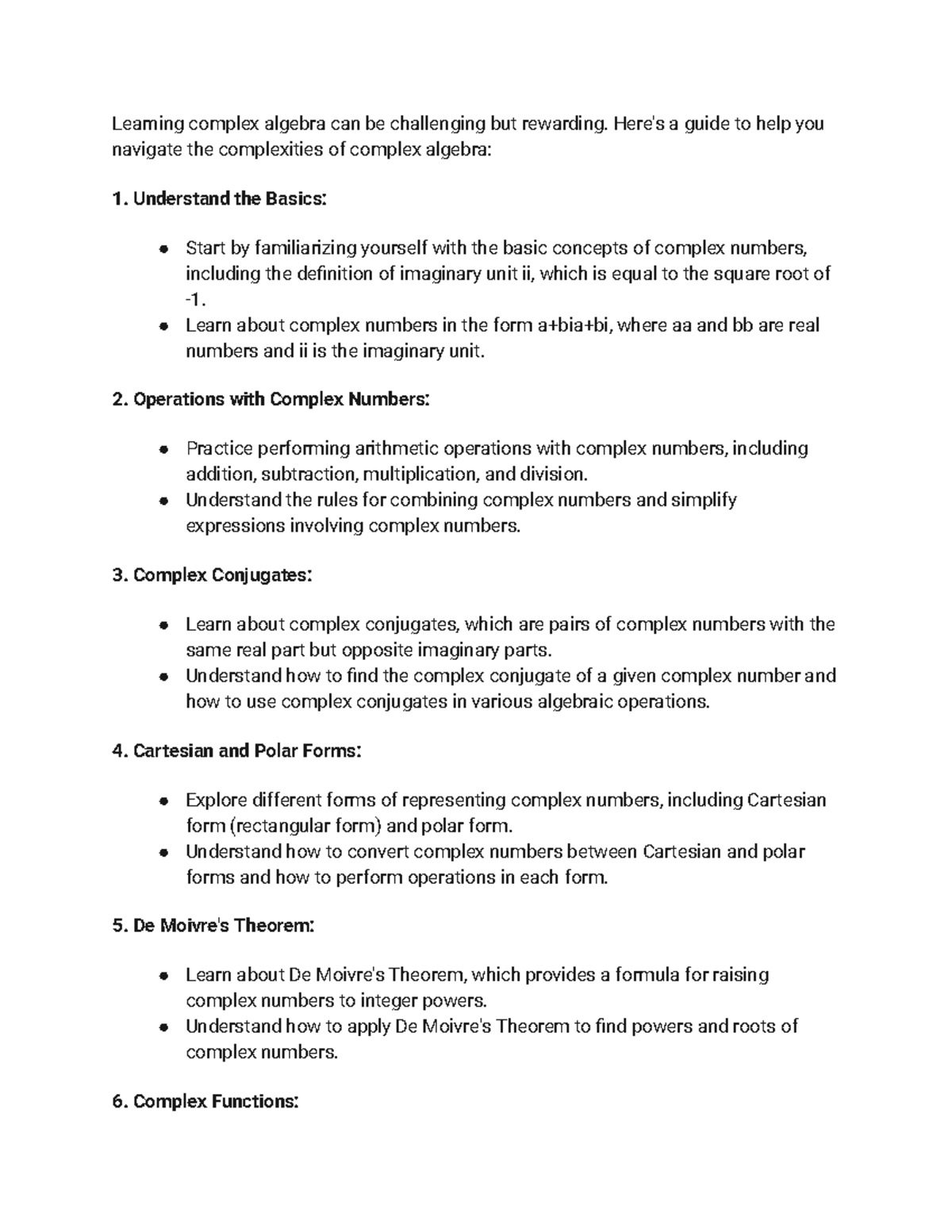 Learning Complex Algebra - Here's a guide to help you navigate the ...