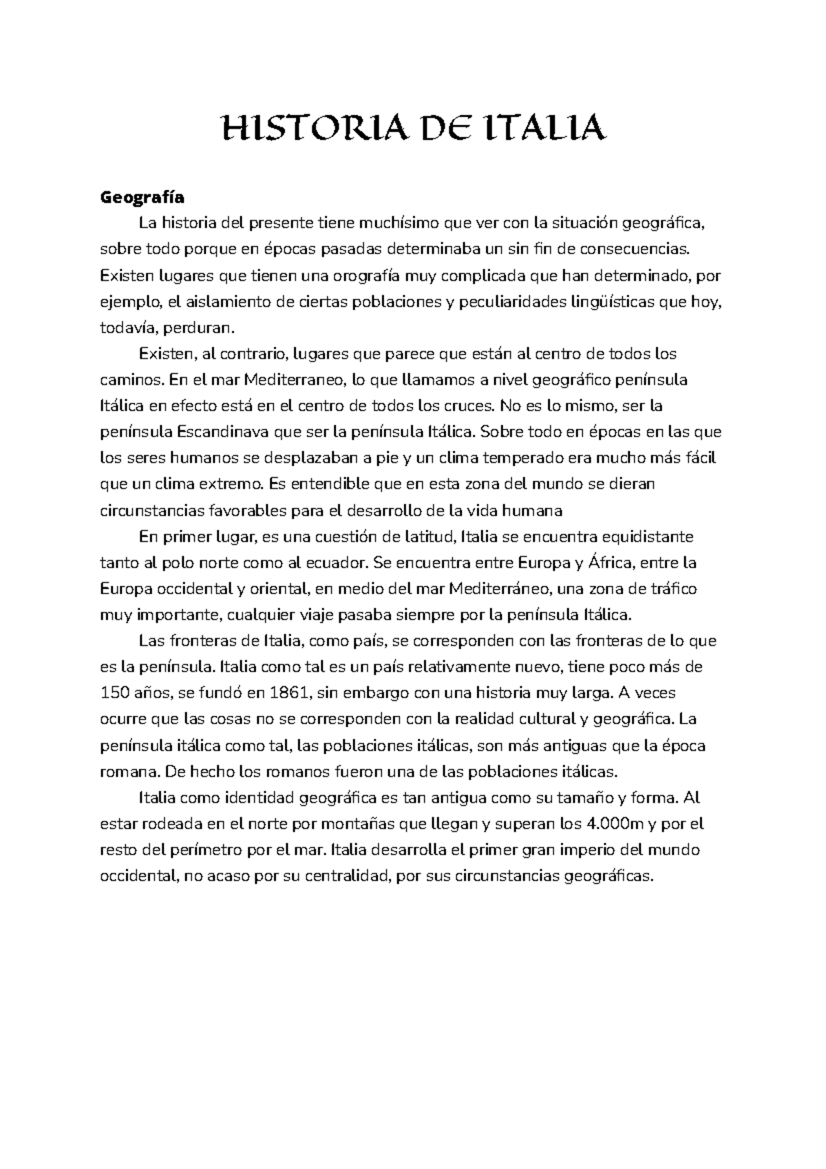 Historia de Italia - Es de la asignatura que da Leonardo Villei en 2º ...