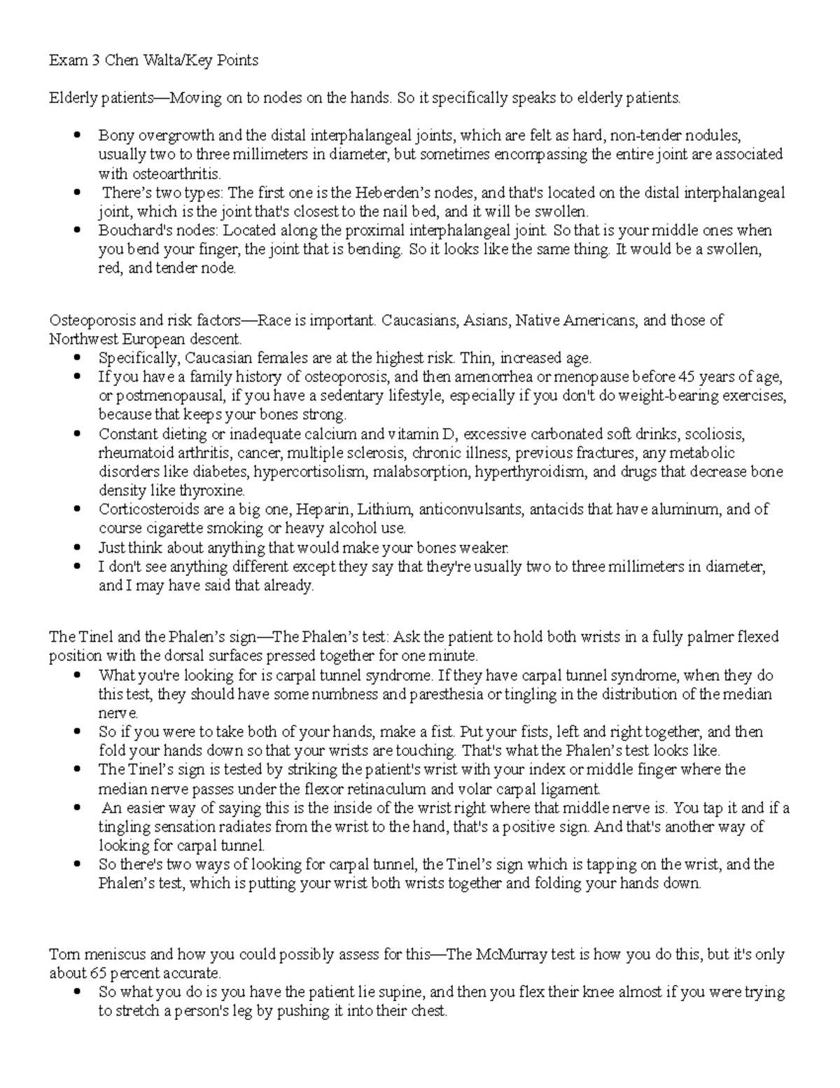 Exam 3 Transcript and Key Points 2 - NURS612 - Studocu