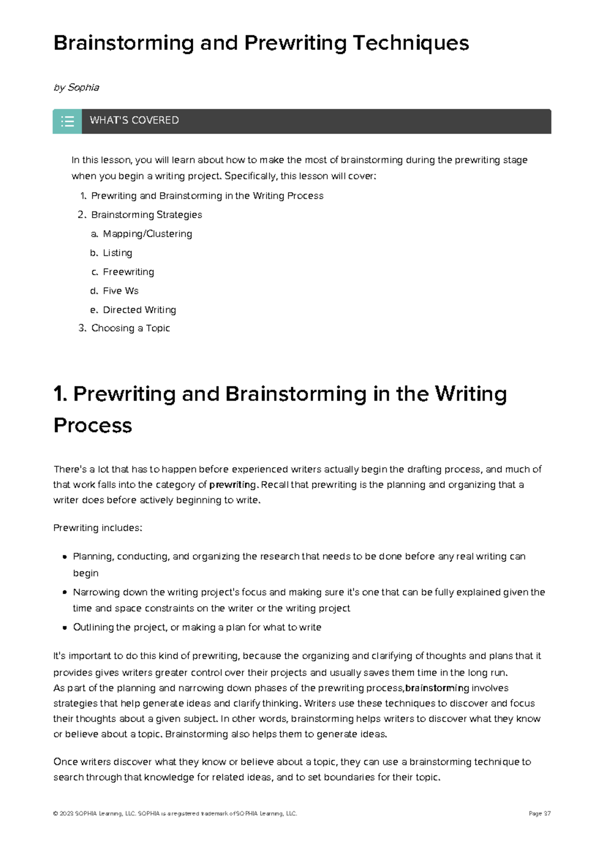 Writing Fundamentals unit-1-tutorials PDF3 - Brainstorming and ...