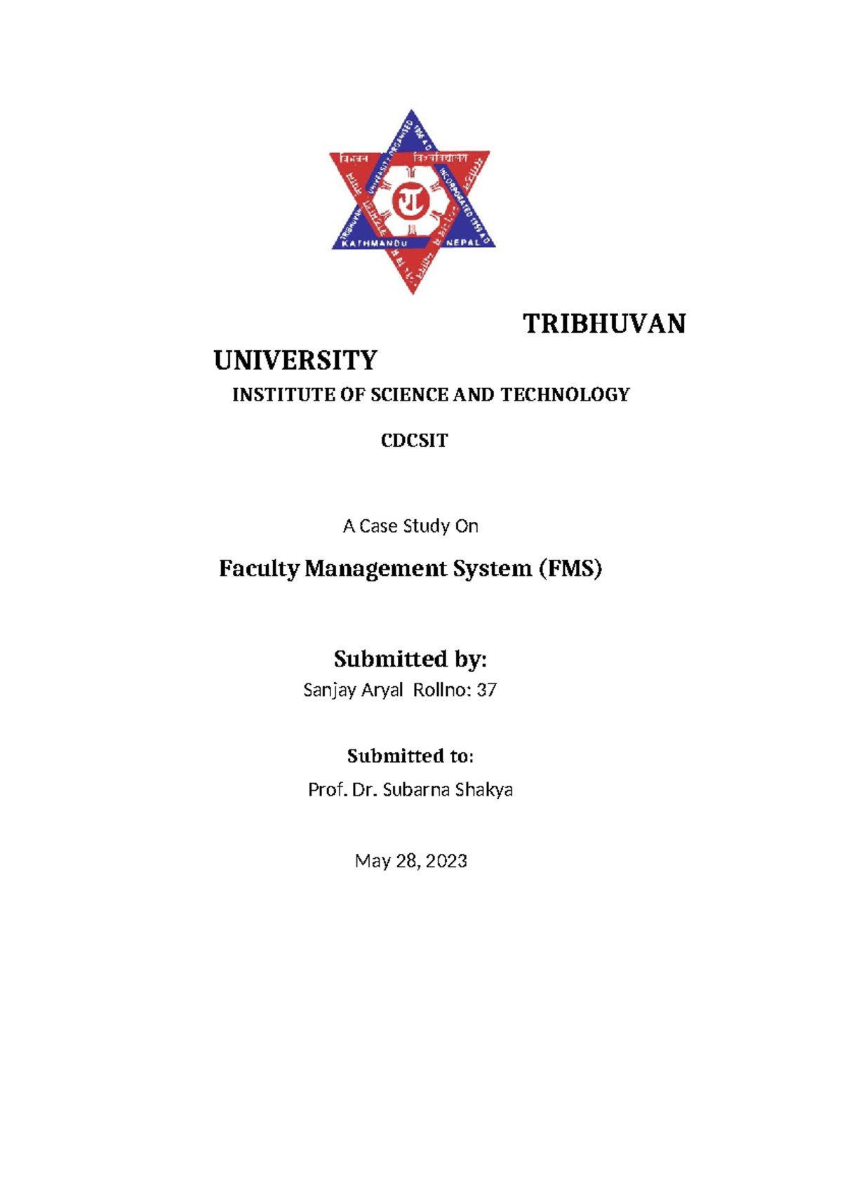 Case study on Faculty management system - TRIBHUVAN UNIVERSITY ...