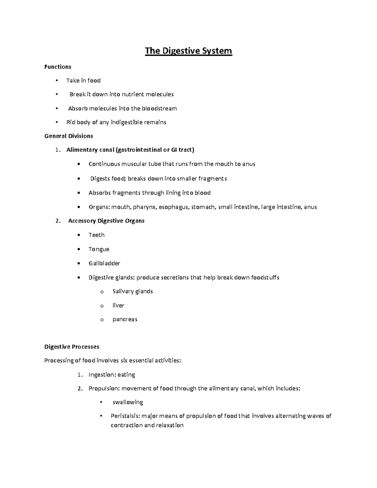 Digestive system 1 - The Digestive System Functions Take in food Break ...