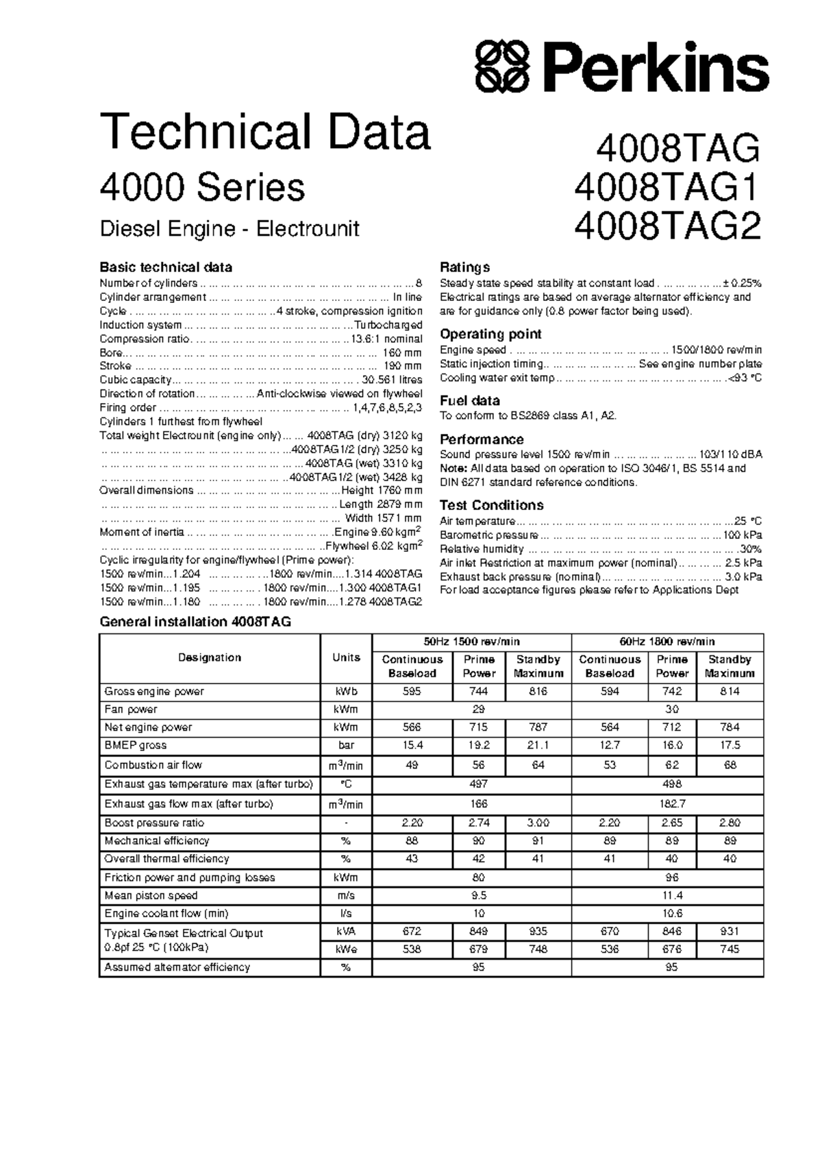4008TAG1-2 - genset design 4008 series -;HA?DI Technical Data Basic ...