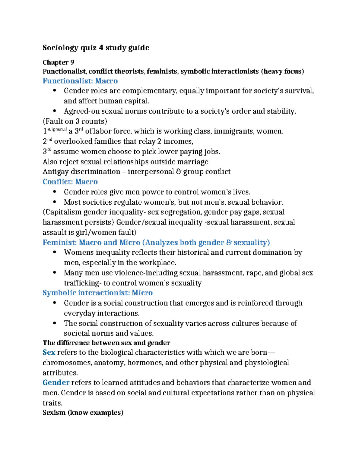 Sociolgy quiz #4 chapter 9 - Sociology quiz 4 study guide Chapter 9 ...