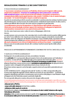 La socializzazione primaria e le sue caratteristiche (Landuzzi ...