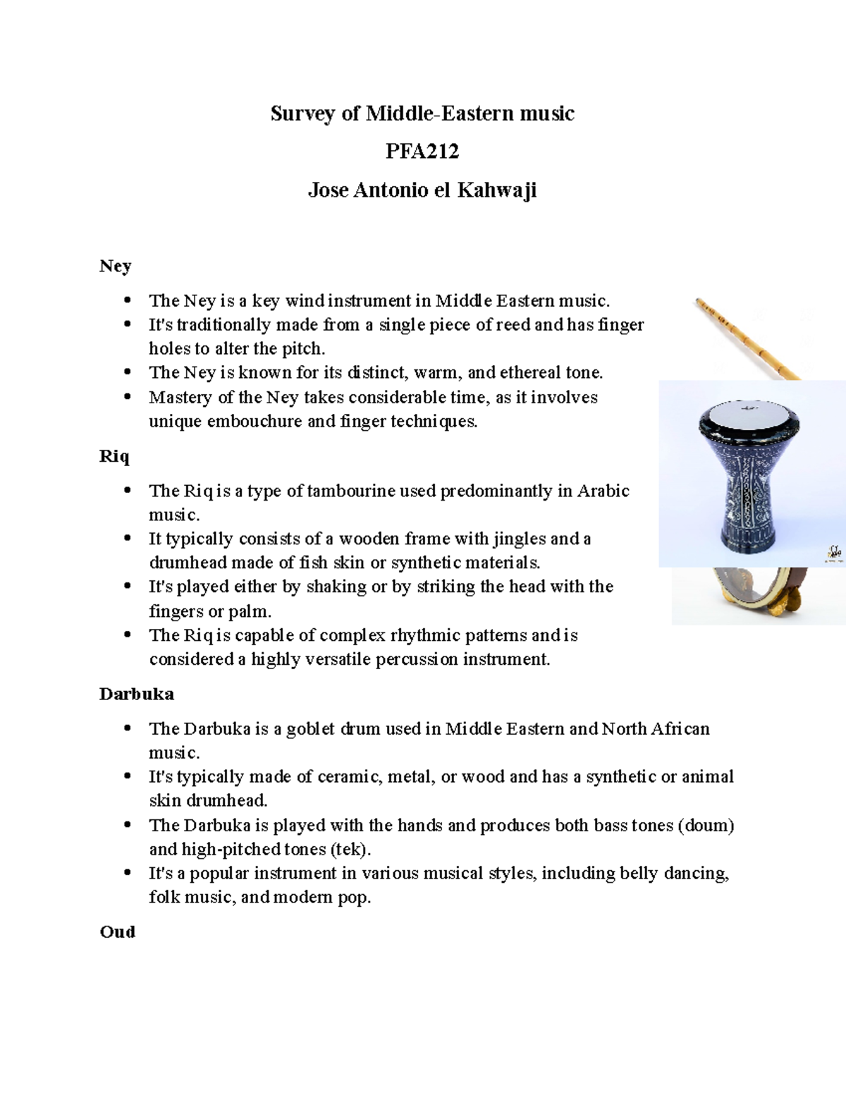 Assignment 1 - Survey of Middle-Eastern music PFA Jose Antonio el ...