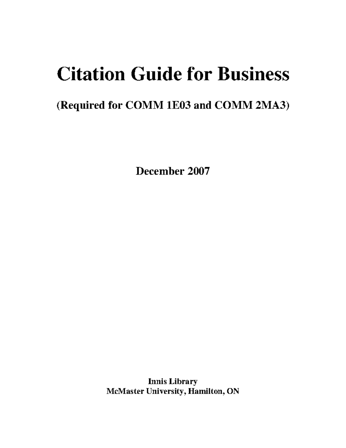 Business Referencing Guide - Citation Guide for Business (Required for ...