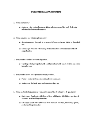 Human Anatomy Exam 2 Study Guide - STUDY GUIDE 2 What are the ...