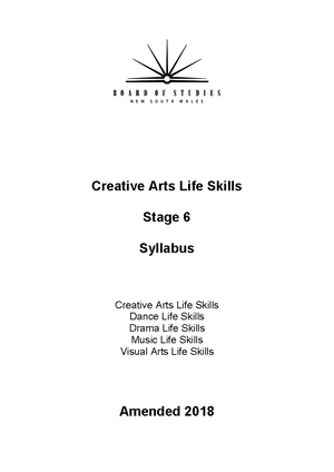 Art Year 11-12 syllabus - Creative Arts Life Skills Stage 6 Syllabus ...