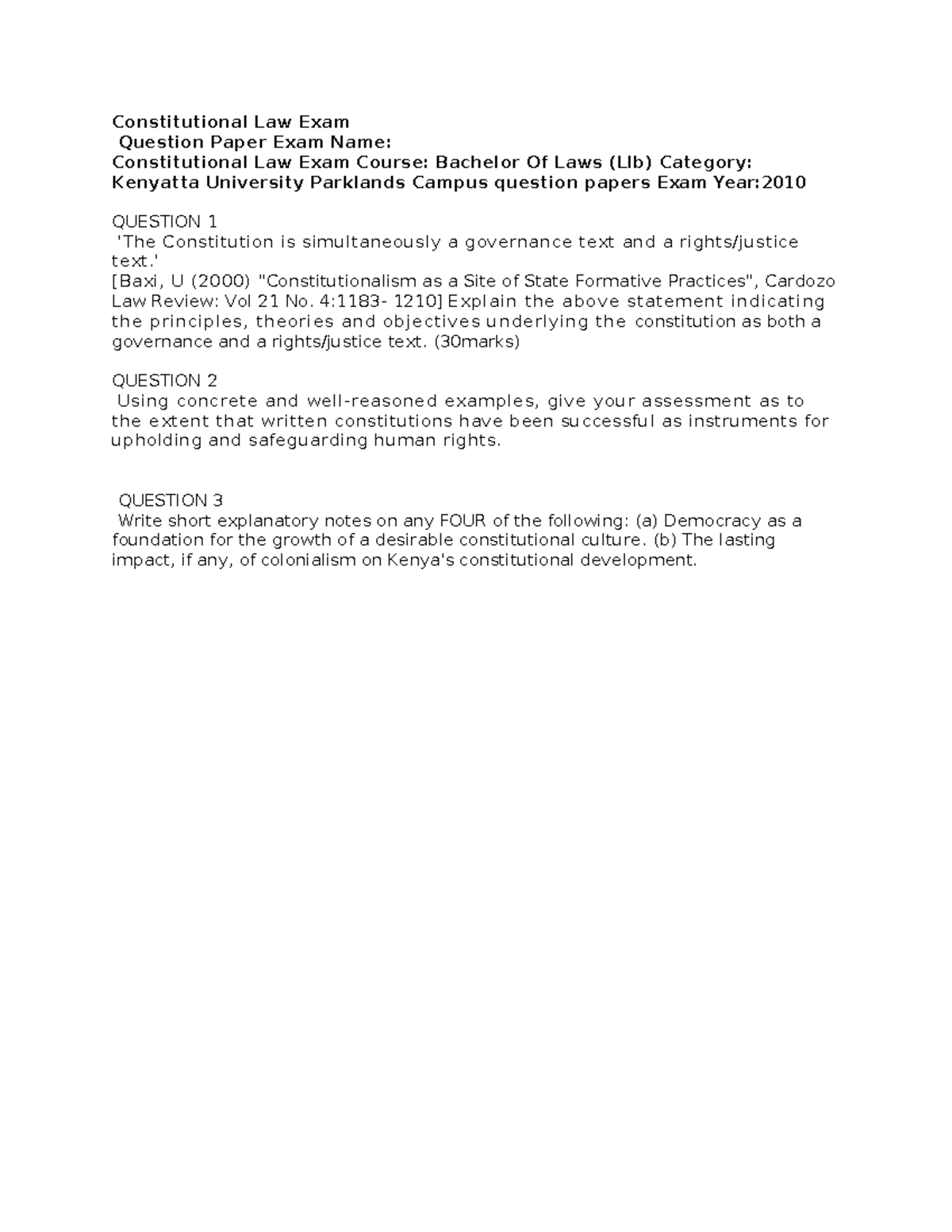 Constitutional Law Exam - Constitutional Law Exam Question Paper Exam ...