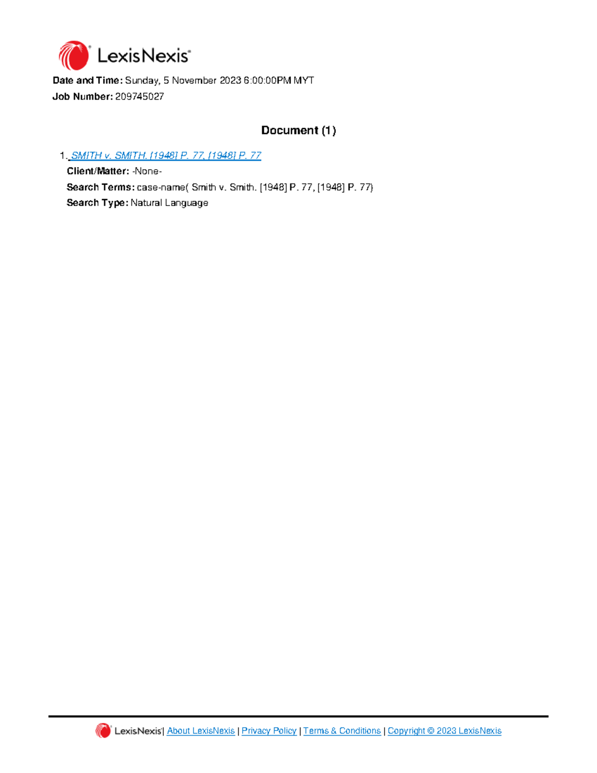 Smith v. Smith. [1948] P. 77, [1948] P. 77 - | About LexisNexis ...