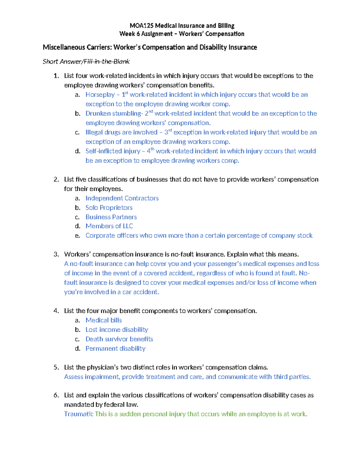 Wk6Assignment Medical Billing WEEK 6 - Week 6 Assignment – Workers ...