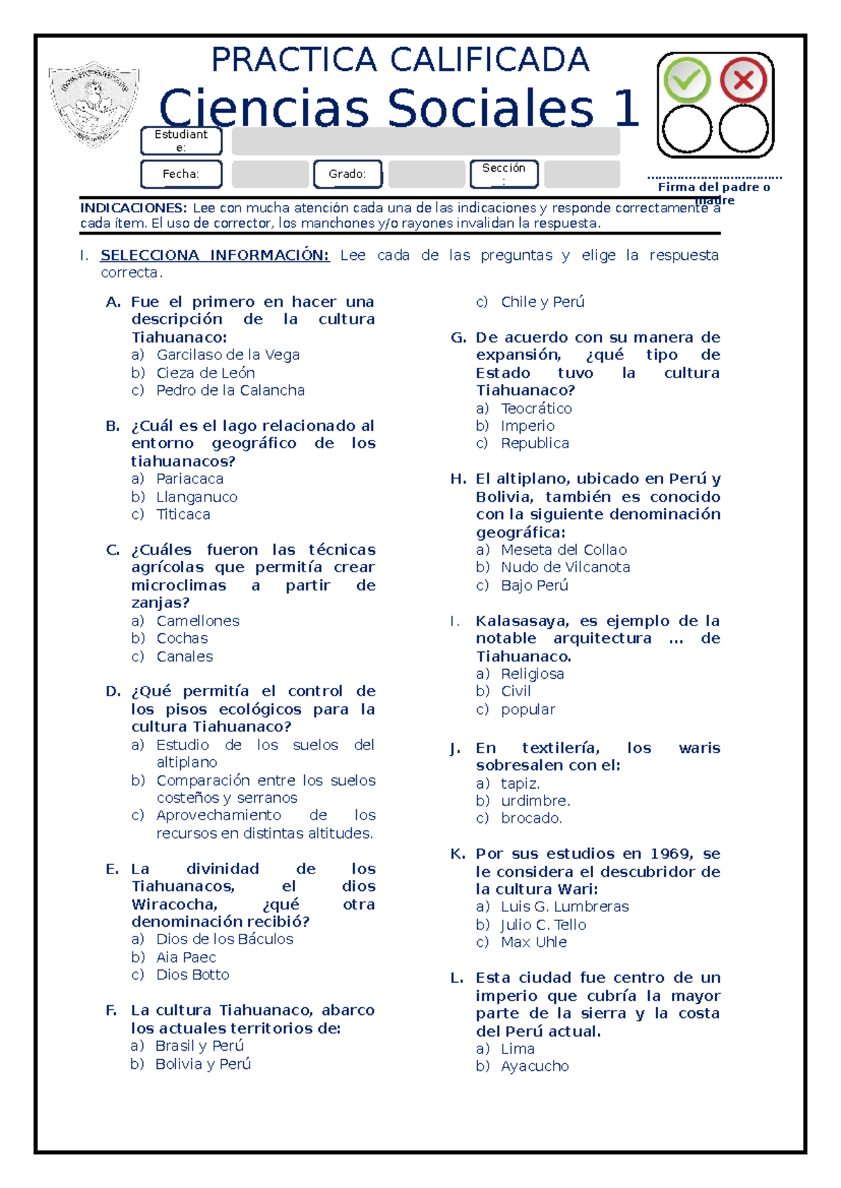 Practica Calificada - PRACTICA CALIFICADA Ciencias Sociales 1 ...