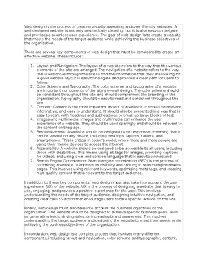 C7 - exam - Web design is the process of creating visually appealing ...