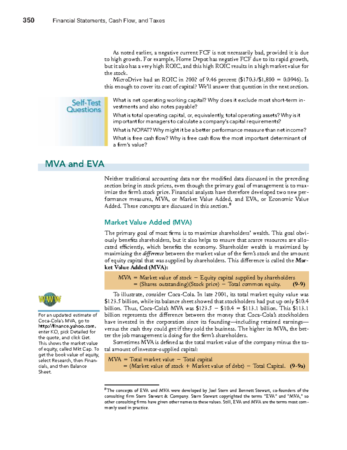 EVA and MVA - Lecture notes 6-7 - 350 Financial Statements, Cash Flow ...