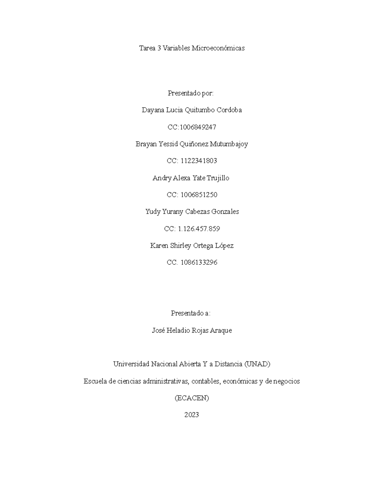 Tarea 3- Variables Microeconomicas - Tarea 3 Variables Microeconómicas ...