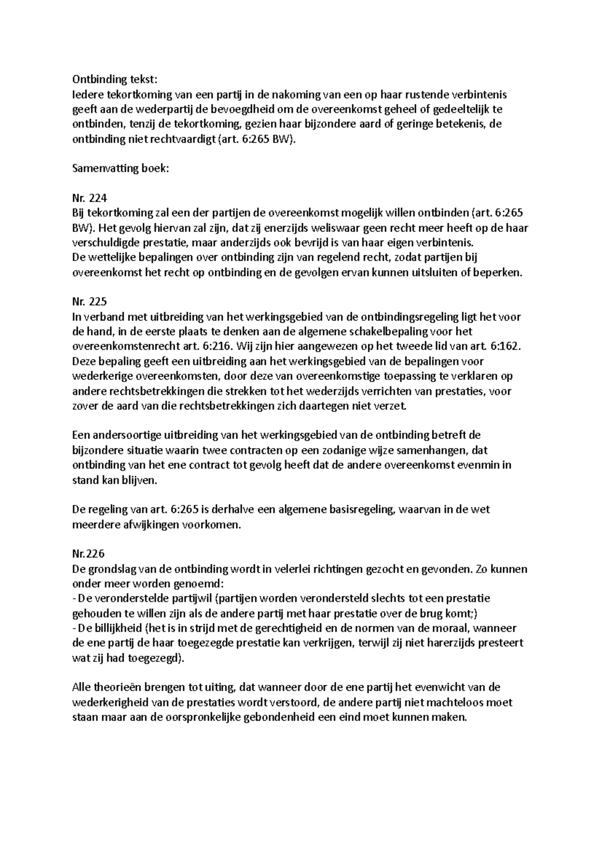 Ontbinding tekst - Ontbinding tekst: Iedere tekortkoming van een partij ...
