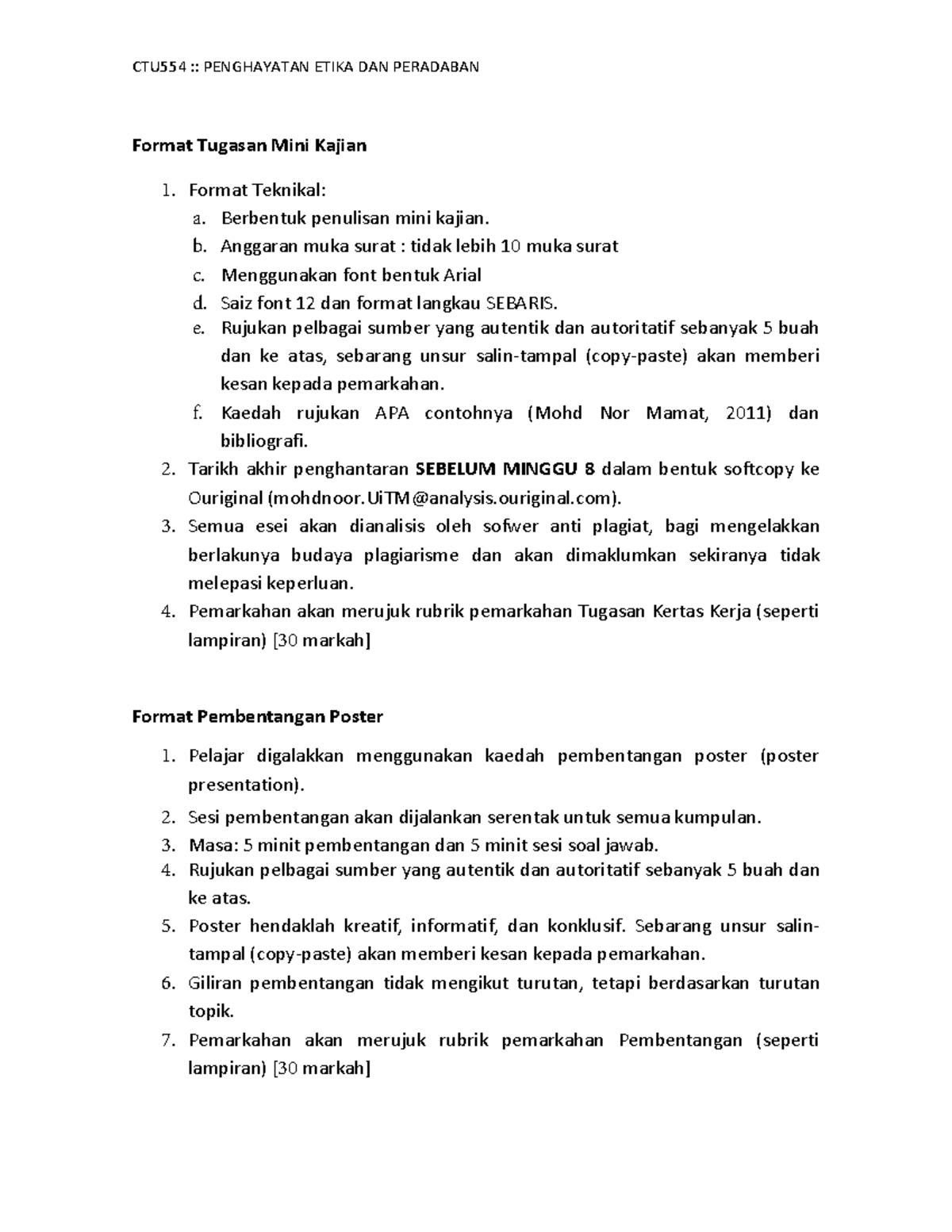 CTU554 Assignment - notes - CTU554 :: PENGHAYATAN ETIKA DAN PERADABAN ...