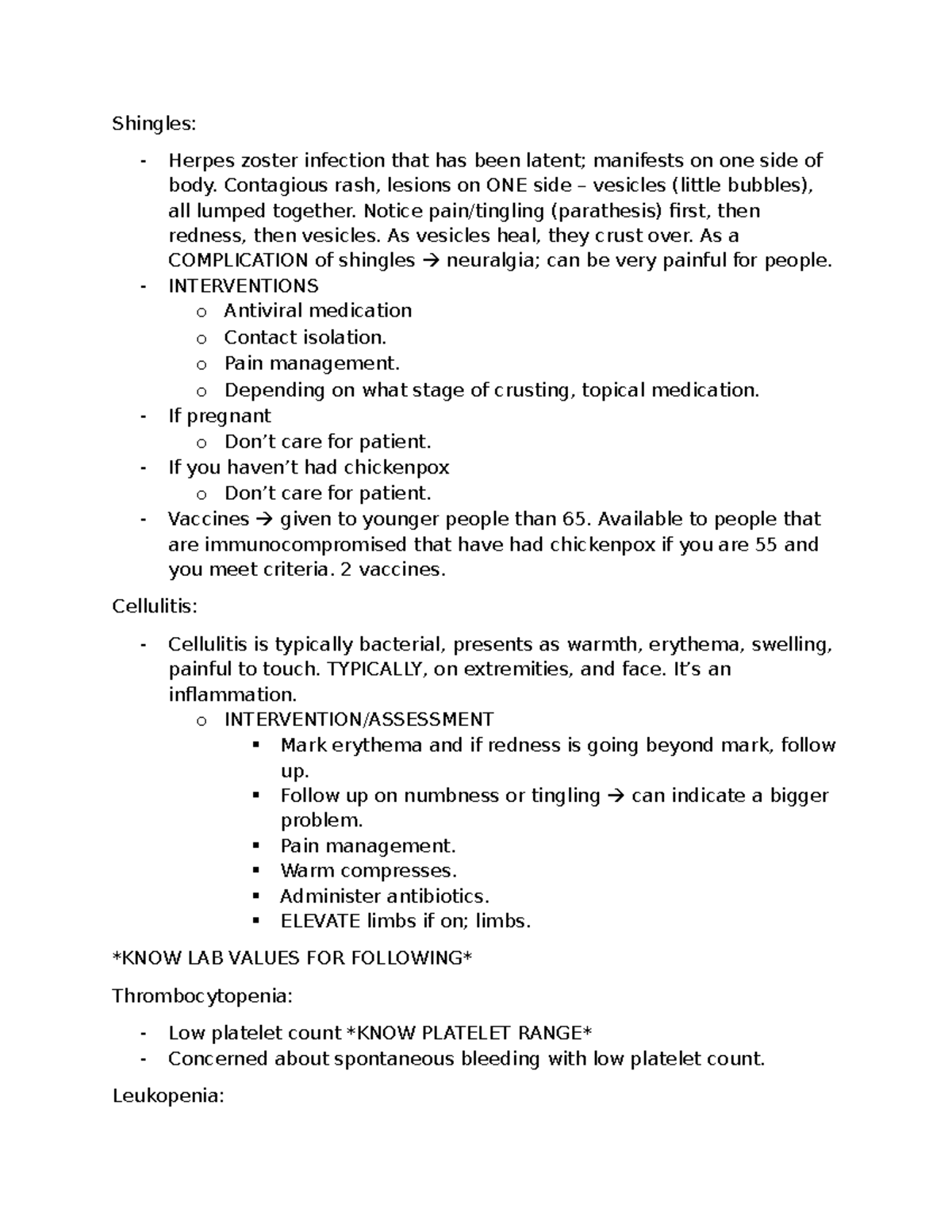 304 EXAM 3 Review - Shingles: - Herpes zoster infection that has been ...