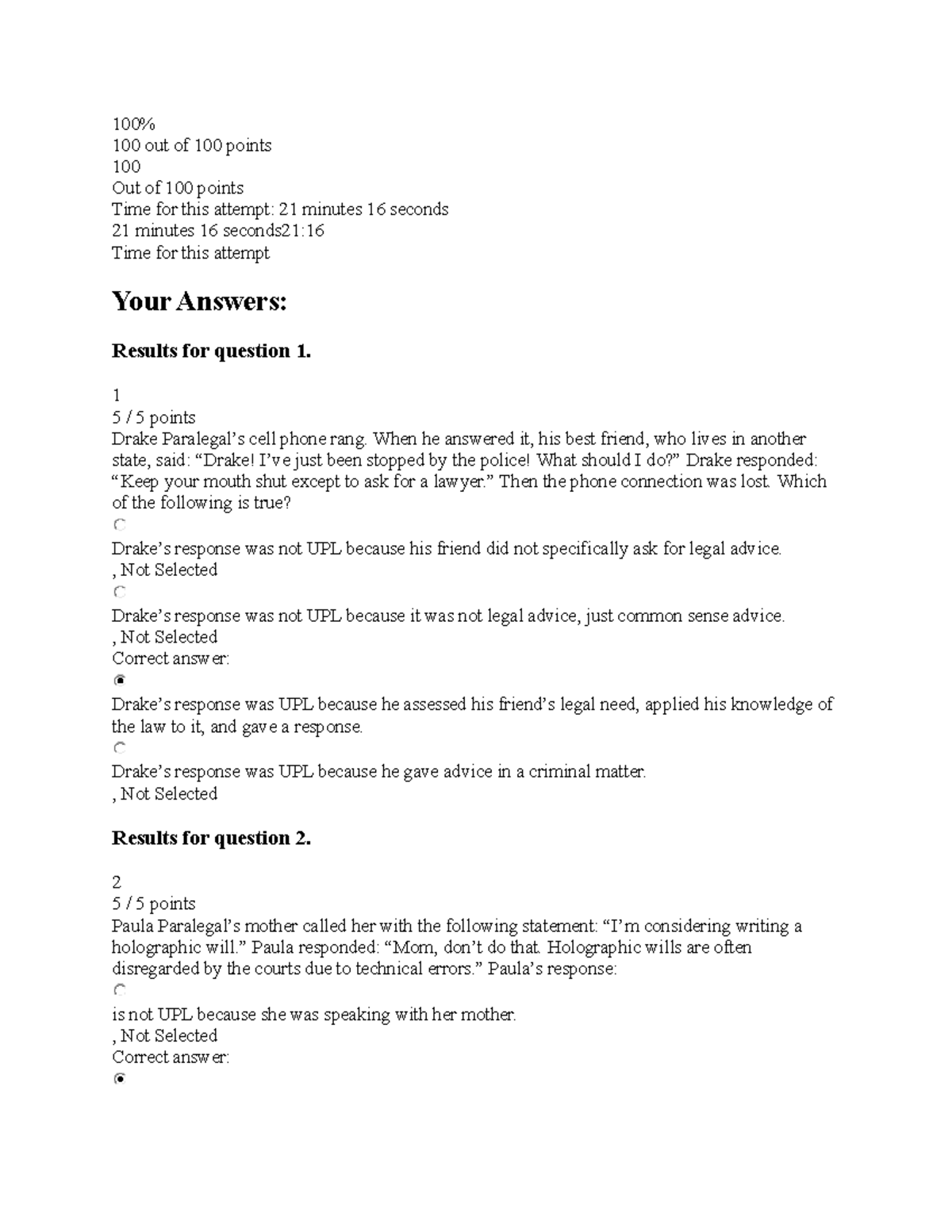 Week 2 Test - test - 100% 100 out of 100 points 100 Out of 100 points ...