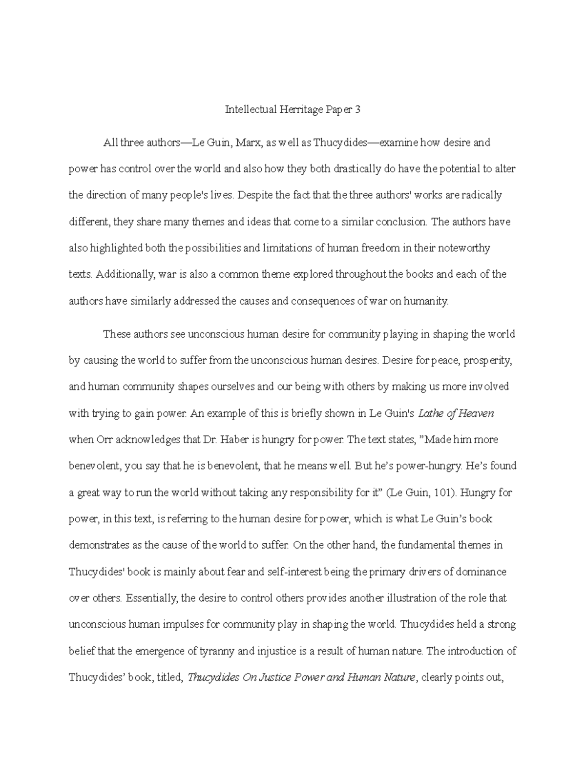IH Paper 3 - Intellectual Herritage Paper 3 All three authors—Le Guin ...