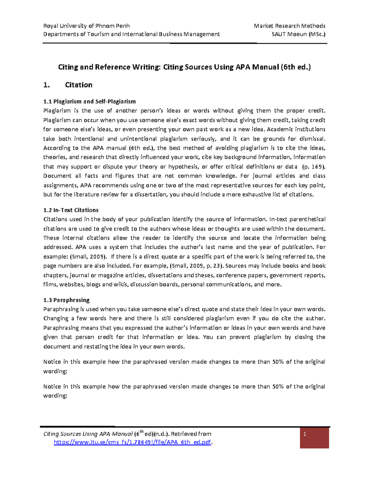 Citation-APA - Research Methodology - Departments of Tourism and ...