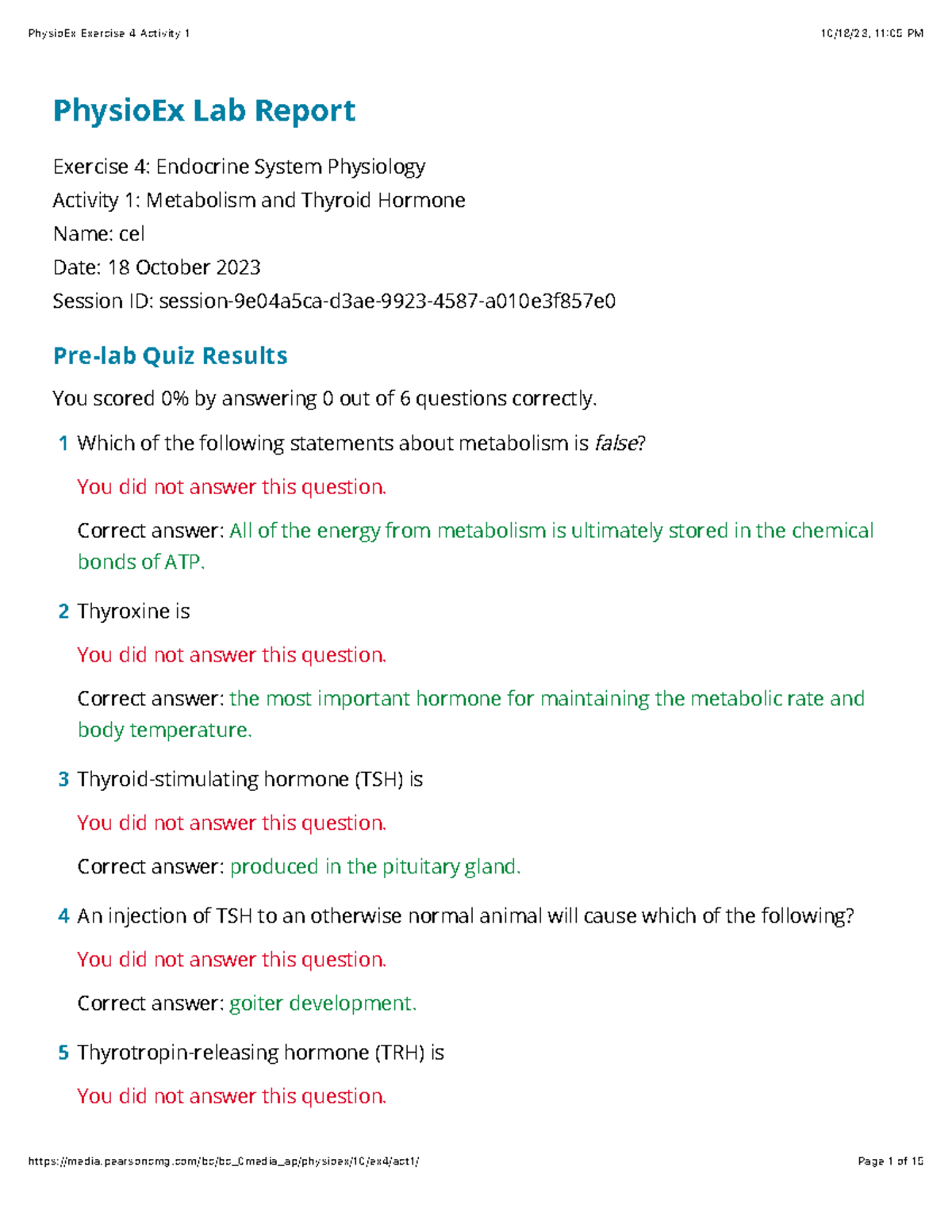 Physio Ex Exercise 4 Activity 1 - PhysioEx Lab Report Exercise 4 ...